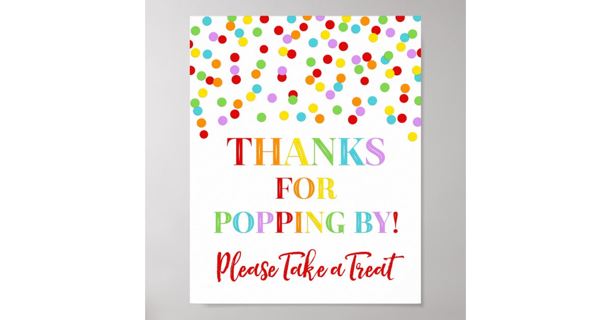 Popcorn Bar Sign Rainbow Confetti | Zazzle