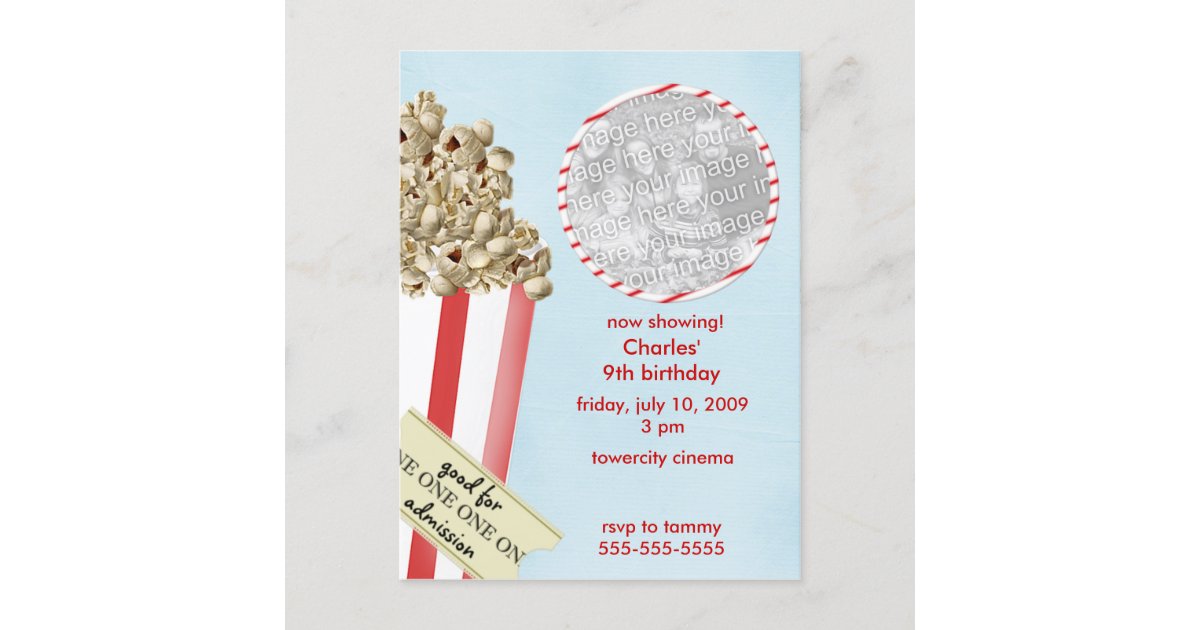 Popcorn Birthday Party Invitation | Zazzle
