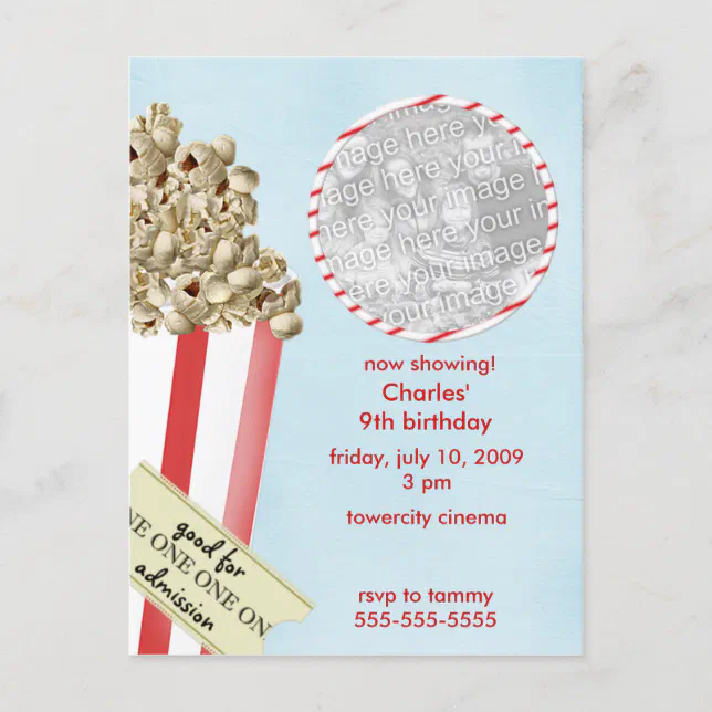 Popcorn Birthday Party Invitation | Zazzle