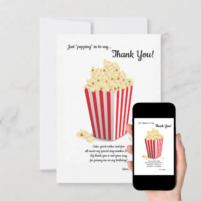 Popcorn Box Thank You Note Invitation | Zazzle
