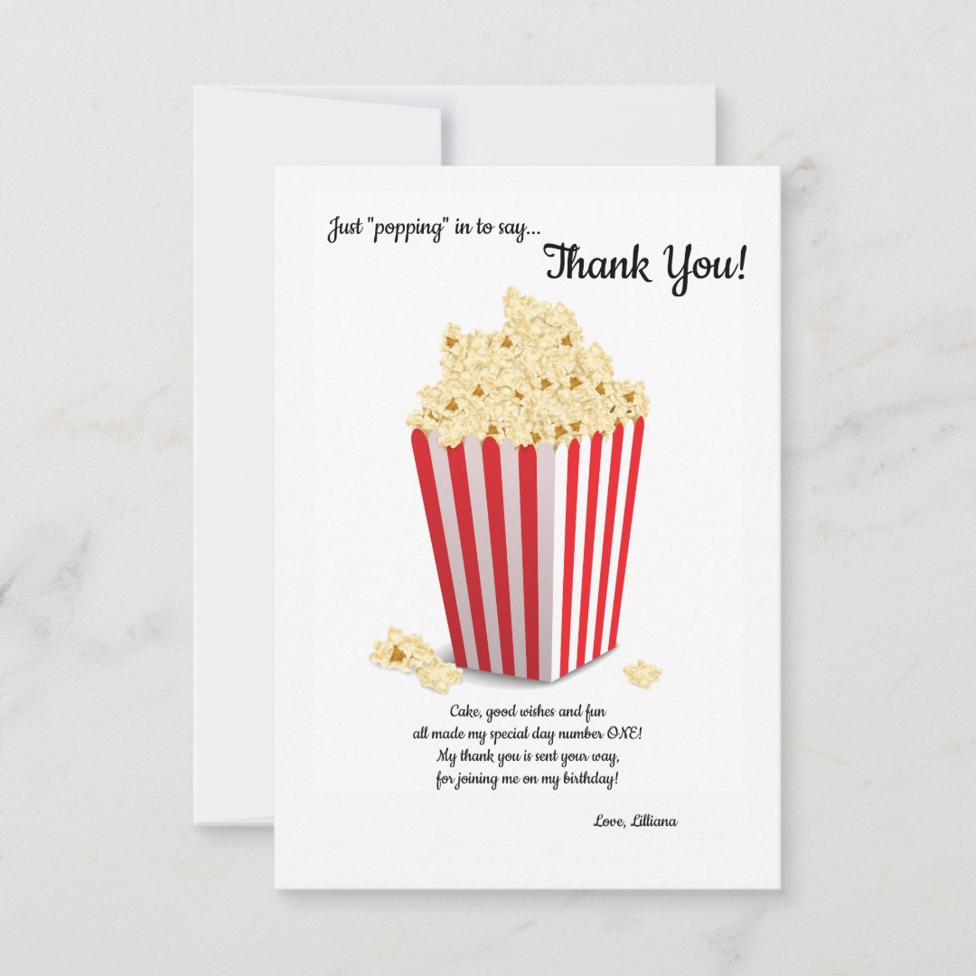 Popcorn Box Thank You Note Invitation | Zazzle