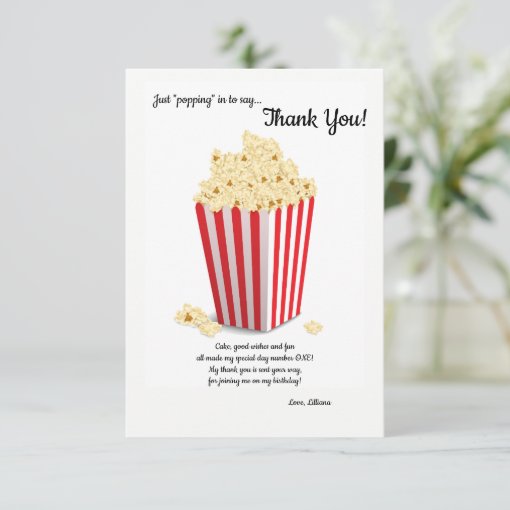 Popcorn Box Thank You Note Invitation | Zazzle