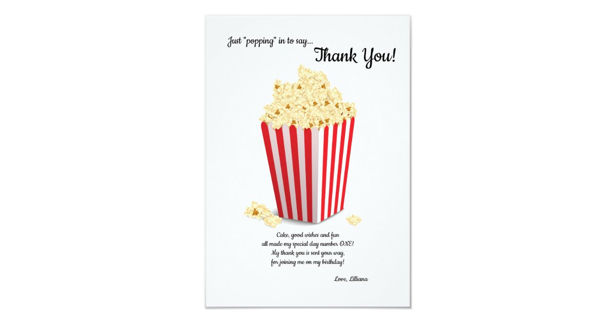 Popcorn Box Thank You Note Invitation | Zazzle.com