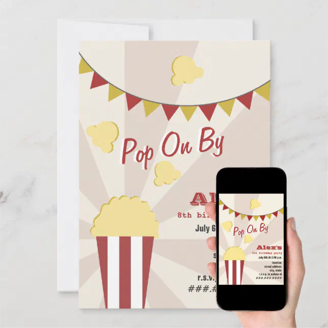 Popcorn Carnival Birthday Party Invitation | Zazzle
