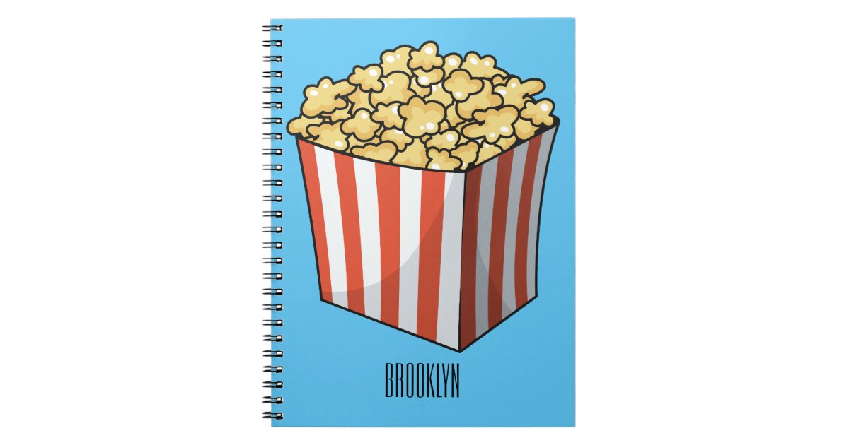 Popcorn cartoon illustration notebook | Zazzle