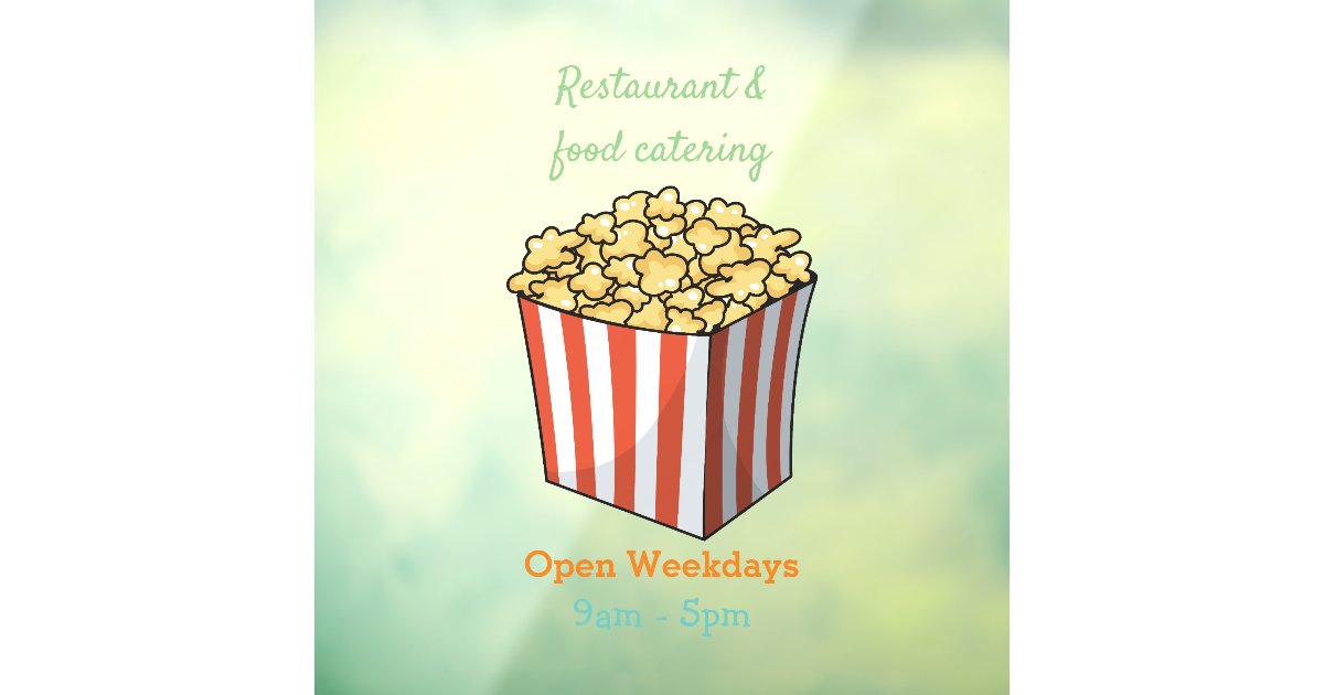 Popcorn cartoon illustration window cling | Zazzle