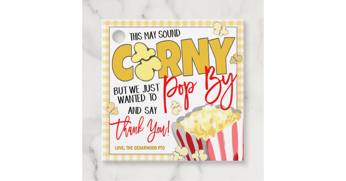 Popcorn Gift Tag | Zazzle
