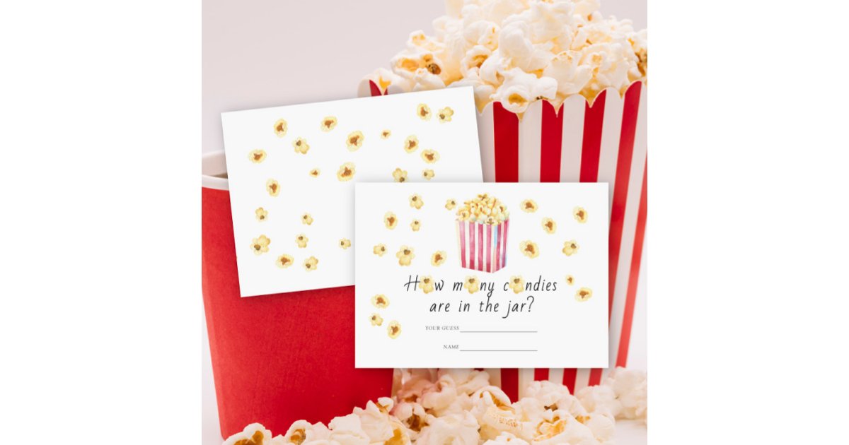Popcorn - Guess how many candies game Enclosure Card | Zazzle