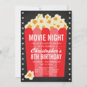 Popcorn Movie Night Birthday Party Invite | Zazzle