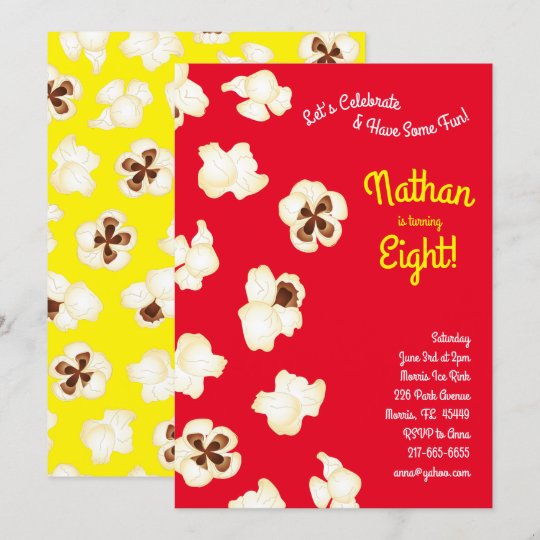 Popcorn Movie Theater Kids Birthday Party Invitation | Zazzle.com