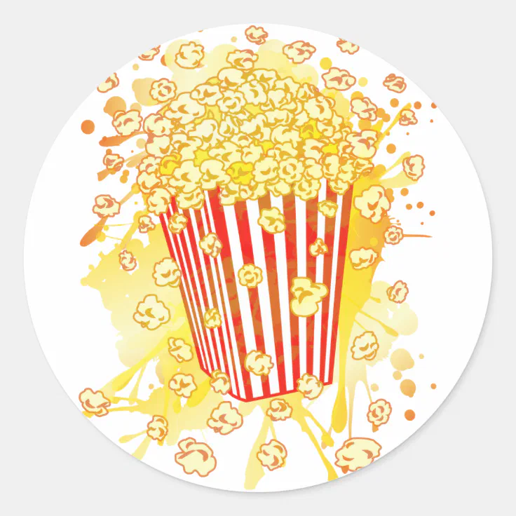 POPCORN_PARTY CLASSIC ROUND STICKER | Zazzle