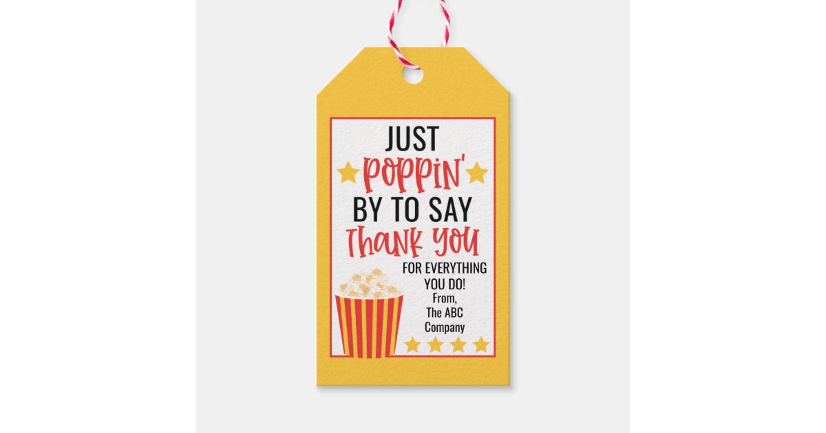 Popcorn Staff Appreciation Gift Tags | Zazzle