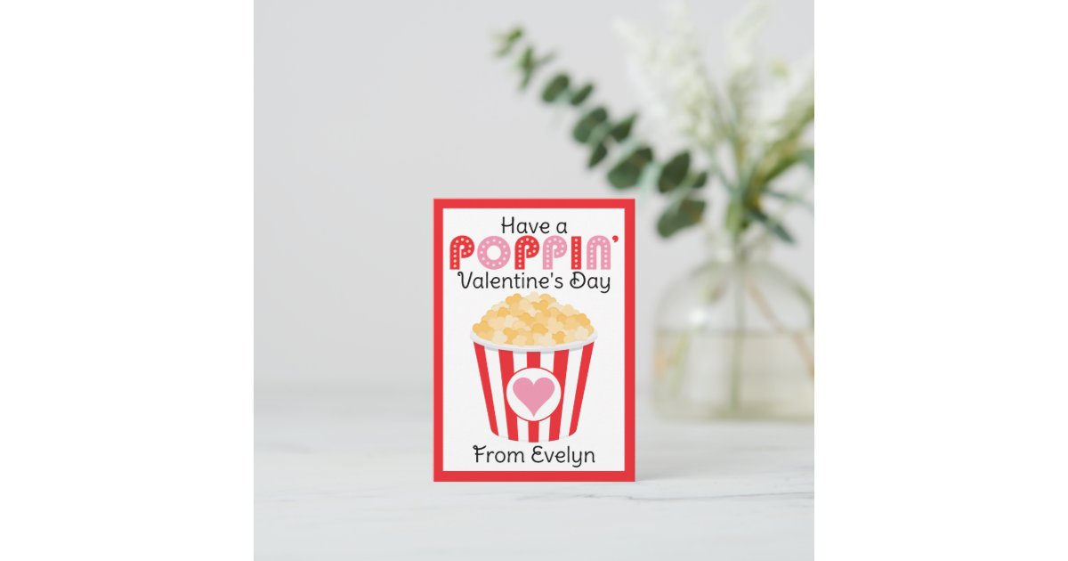 Popcorn Valentine | Popcorn Classroom Valentine Note Card | Zazzle