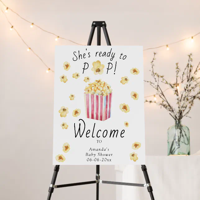 Popcorn Welcome baby shower party foam board | Zazzle