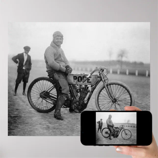 Pope Motorcycle Racer, 1915. Vintage Photo Poster | Zazzle