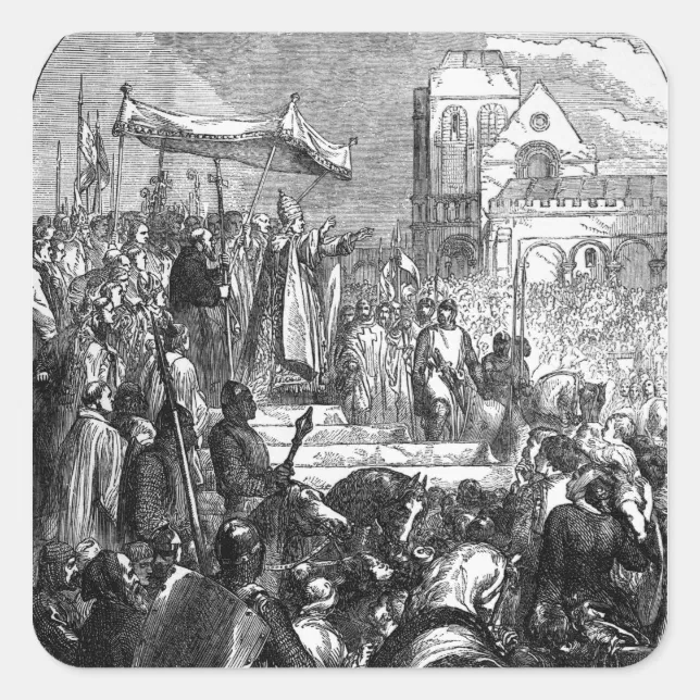 Pope Urban II Preaching the First Crusade Square Sticker | Zazzle