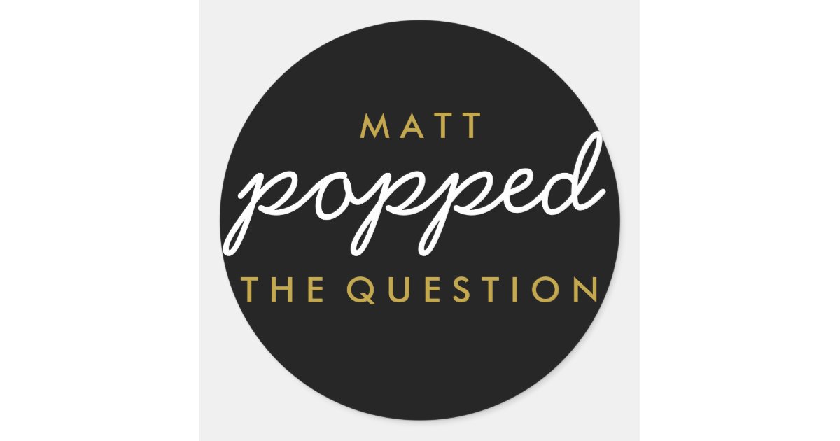 Popped the Question Popcorn Welcome Bag Sticker | Zazzle