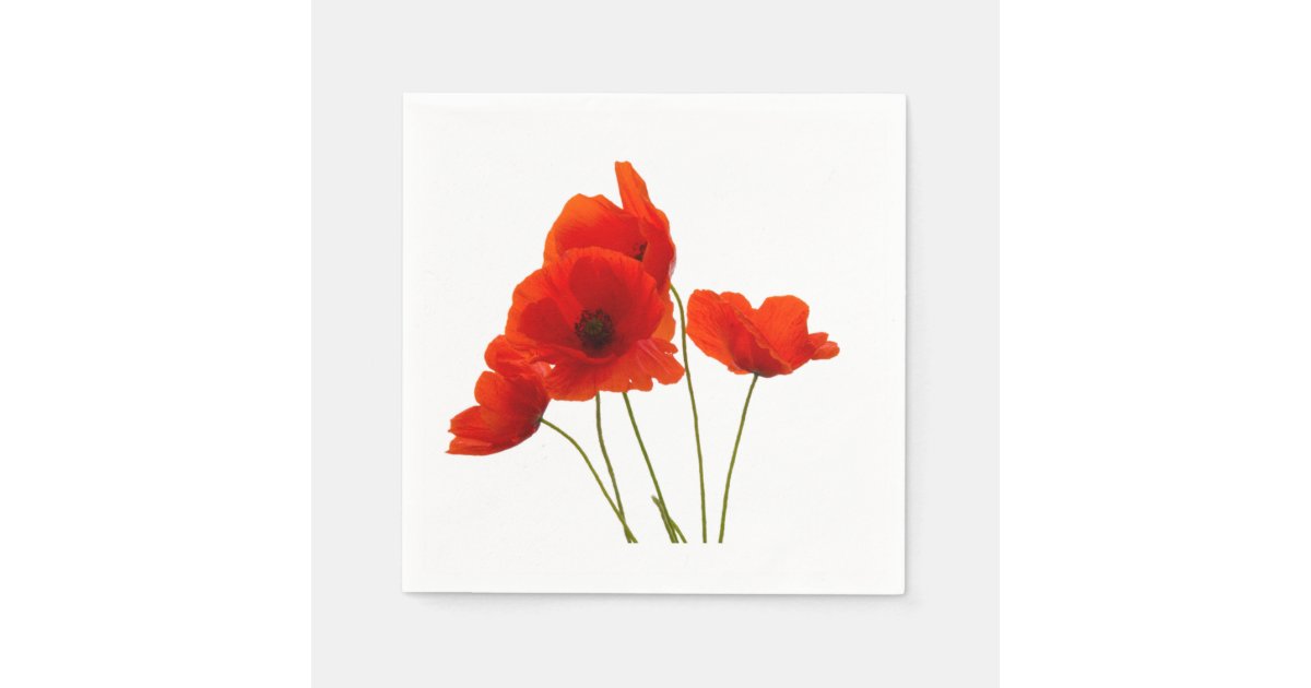 "Poppies" design paper napkins | Zazzle
