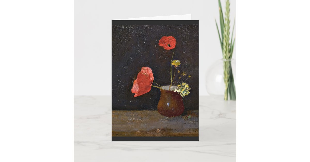 Poppies, floral painting by Odilon Redon Card | Zazzle