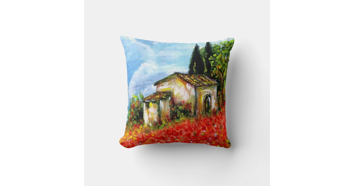 POPPIES IN TUSCANY THROW PILLOW | Zazzle