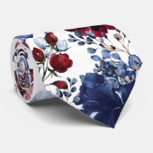 Poppies & Peonies Red White & Blue Wedding Neck Tie | Zazzle
