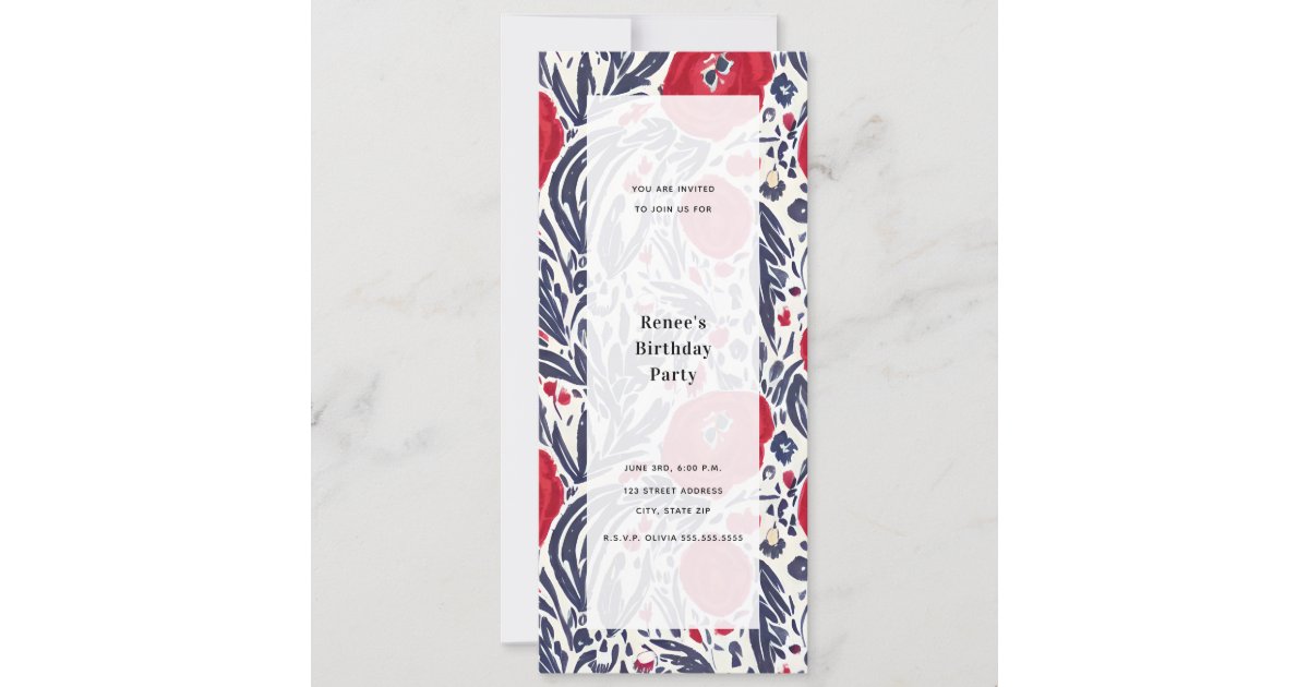 Poppies Red White & Blue Generic Party Invitation | Zazzle