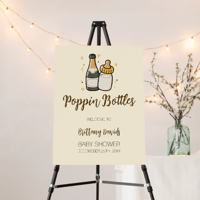 Poppin Bottles Baby Shower Welcome Sign | Zazzle