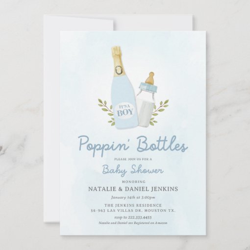 Poppin Bottles Boy Baby Shower Invitation | Zazzle