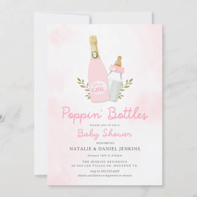 Poppin Bottles Girl Baby Shower Invitation | Zazzle
