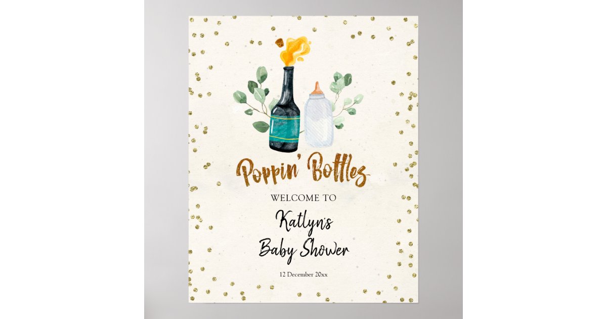 Popping Bottles Baby Shower Welcome Sign | Zazzle