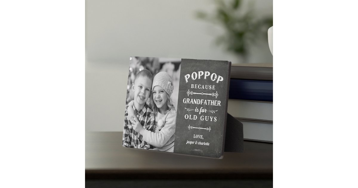 Poppop Grandfather Father's Day Kids Photo Plaque | Zazzle