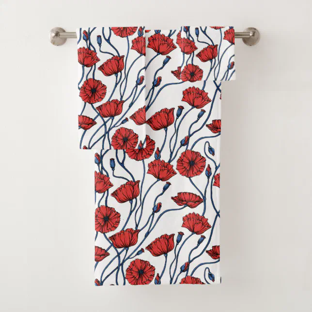 Poppy Bouquet Bath Towel Set | Zazzle