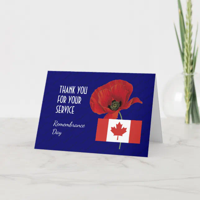 Poppy | CANADA Veterans | REMEMBRANCE DAY Thank You Card | Zazzle