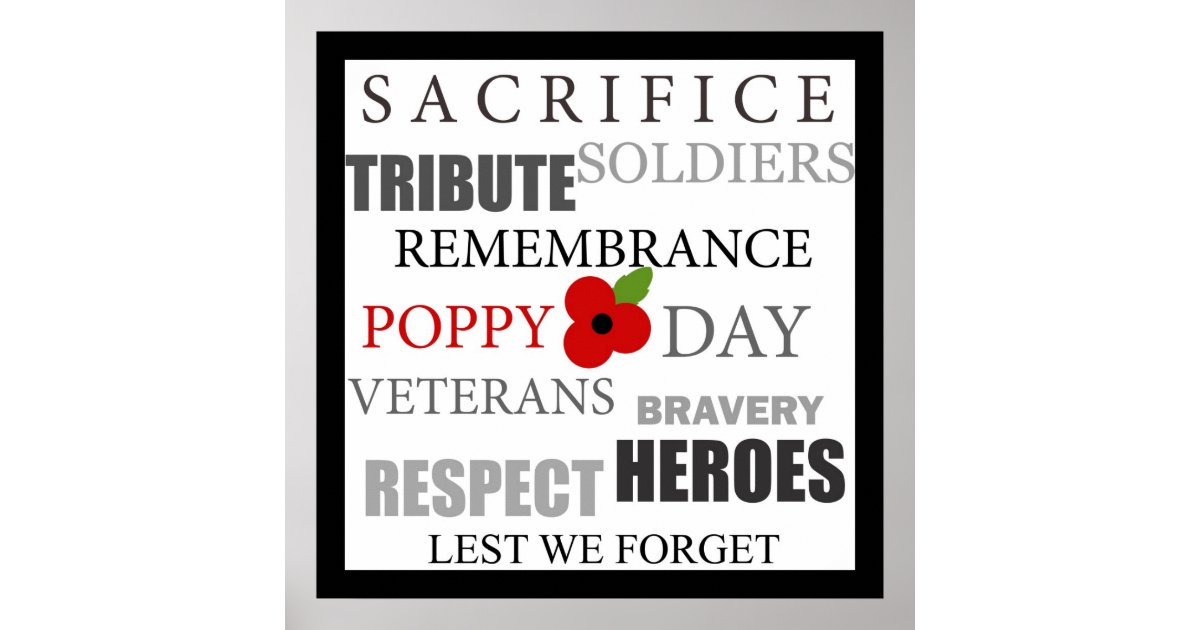 Poppy day words - Poster | Zazzle