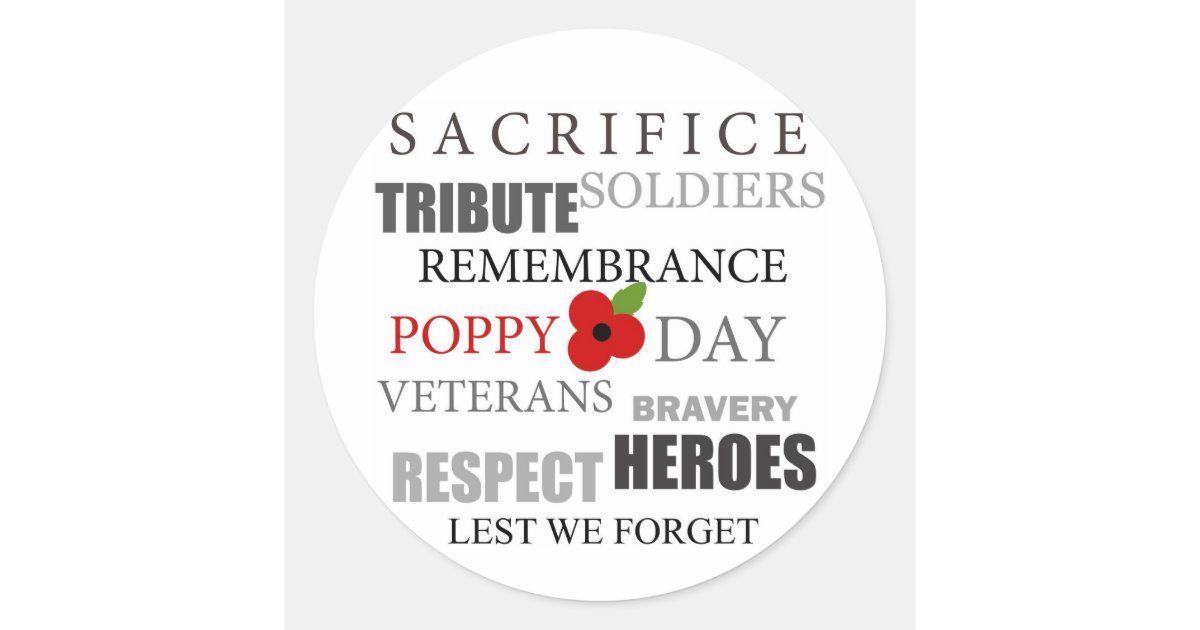 Poppy day words - Sticker | Zazzle