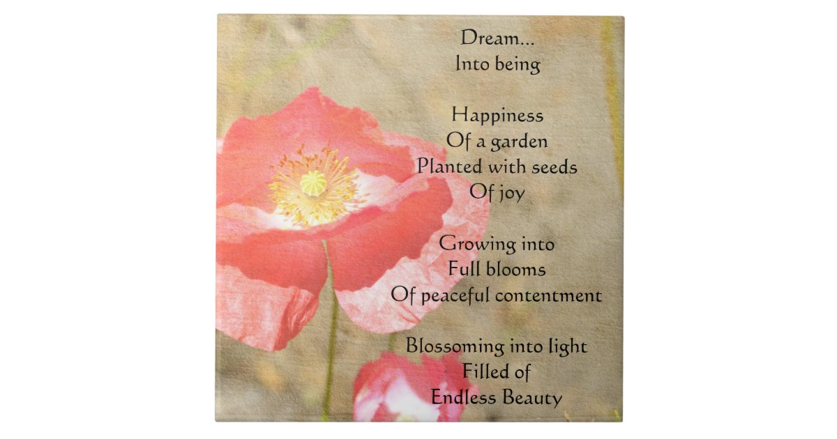 Poppy Expressions Happiness Poem Ceramic Tile | Zazzle