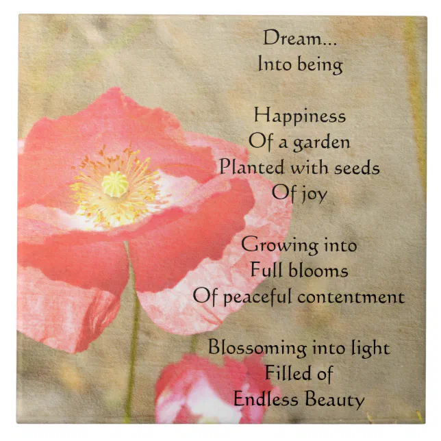 Poppy Expressions Happiness Poem Ceramic Tile | Zazzle