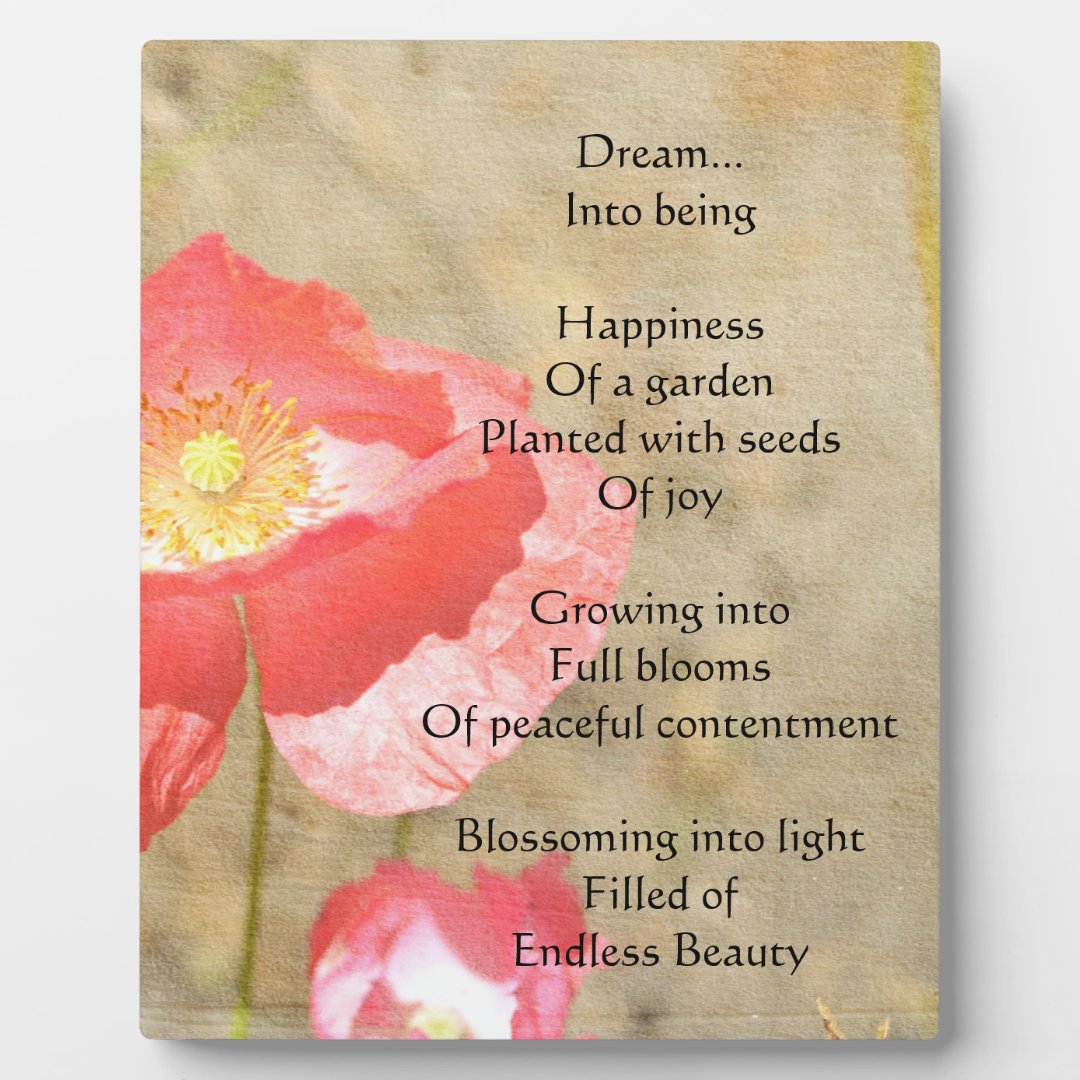 Poppy Expressions Happiness Poem Photo Plaque | Zazzle