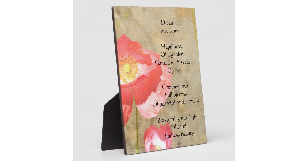 Poppy Expressions Happiness Poem Photo Plaque | Zazzle