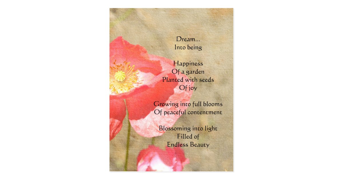 Poppy Expressions Happiness Poem Postcard | Zazzle.com