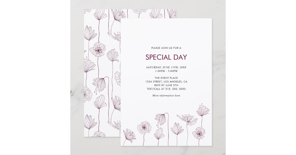 Poppy Floral Party Invitation for All Occasions | Zazzle