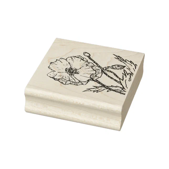 Poppy Flower For All Your Spring Stamping Projects Rubber Stamp | Zazzle