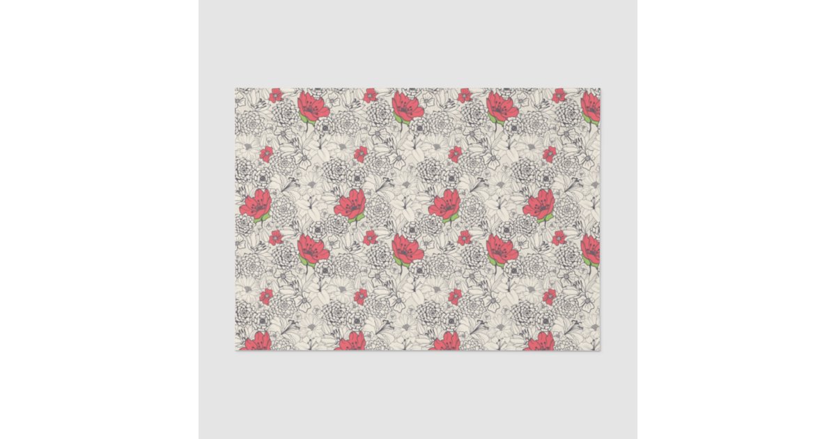 Poppy Flower Garden Pattern Tissue Paper | Zazzle