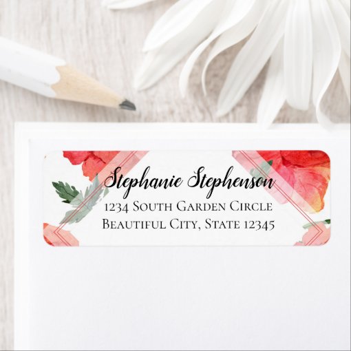 Poppy Flower Watercolor Red Floral Label | Zazzle