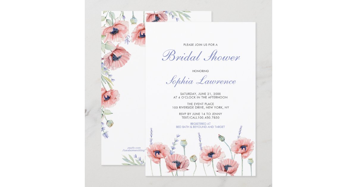Poppy Flower Wedding Bridal Shower Invitation | Zazzle