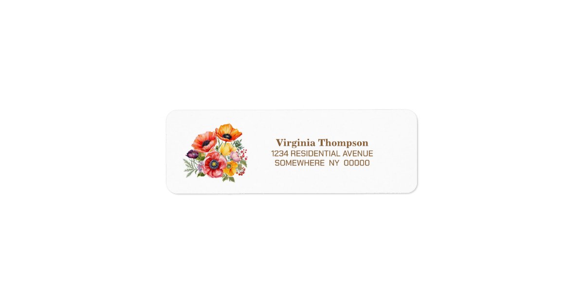 Poppy Flowers Return Address Label | Zazzle