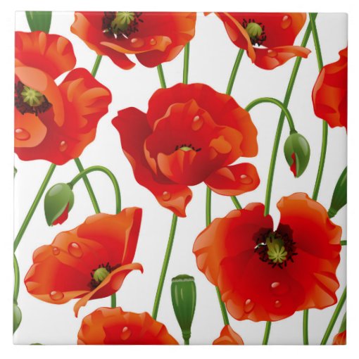 Poppy Flowers Tile | Zazzle