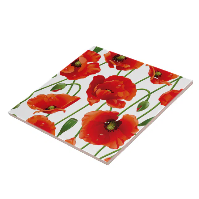 Poppy Flowers Tile | Zazzle