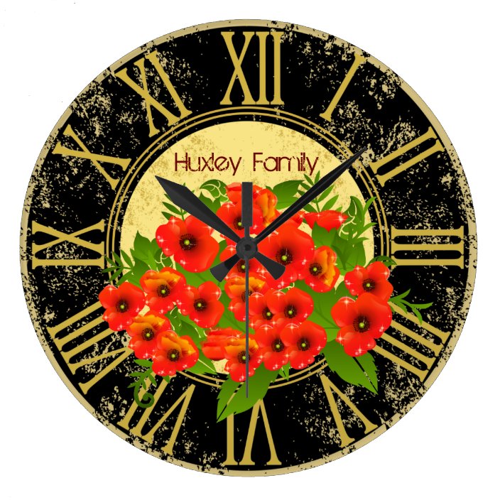 Poppy Flowers Vintage Wall Clock | Zazzle.com