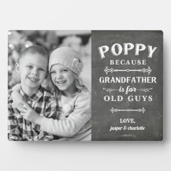 Poppy Grandfather Father's Day Kids Photo Plaque | Zazzle